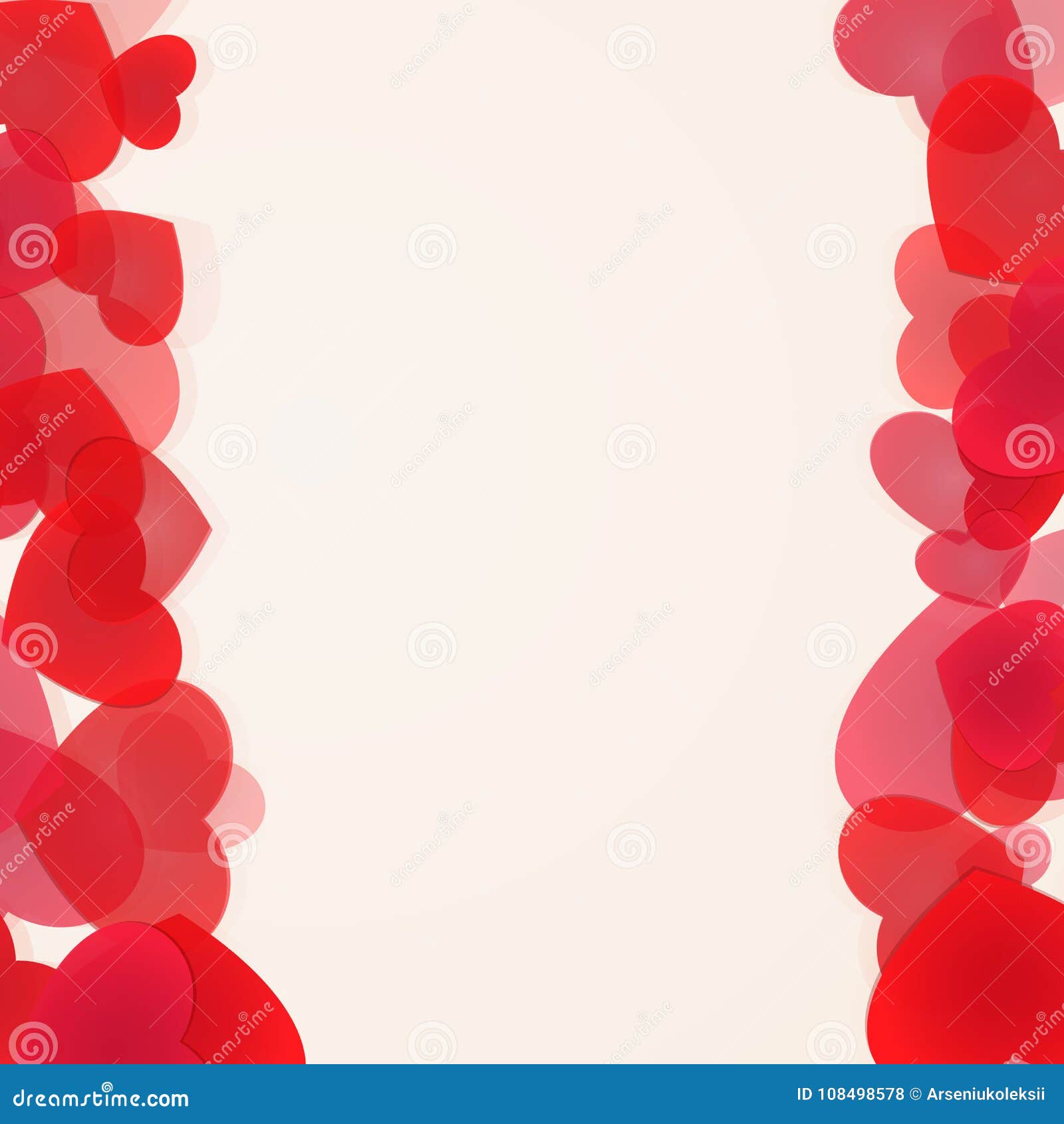 Vertical Hearts Frame Illustration. Stock Vector - Illustration of ...