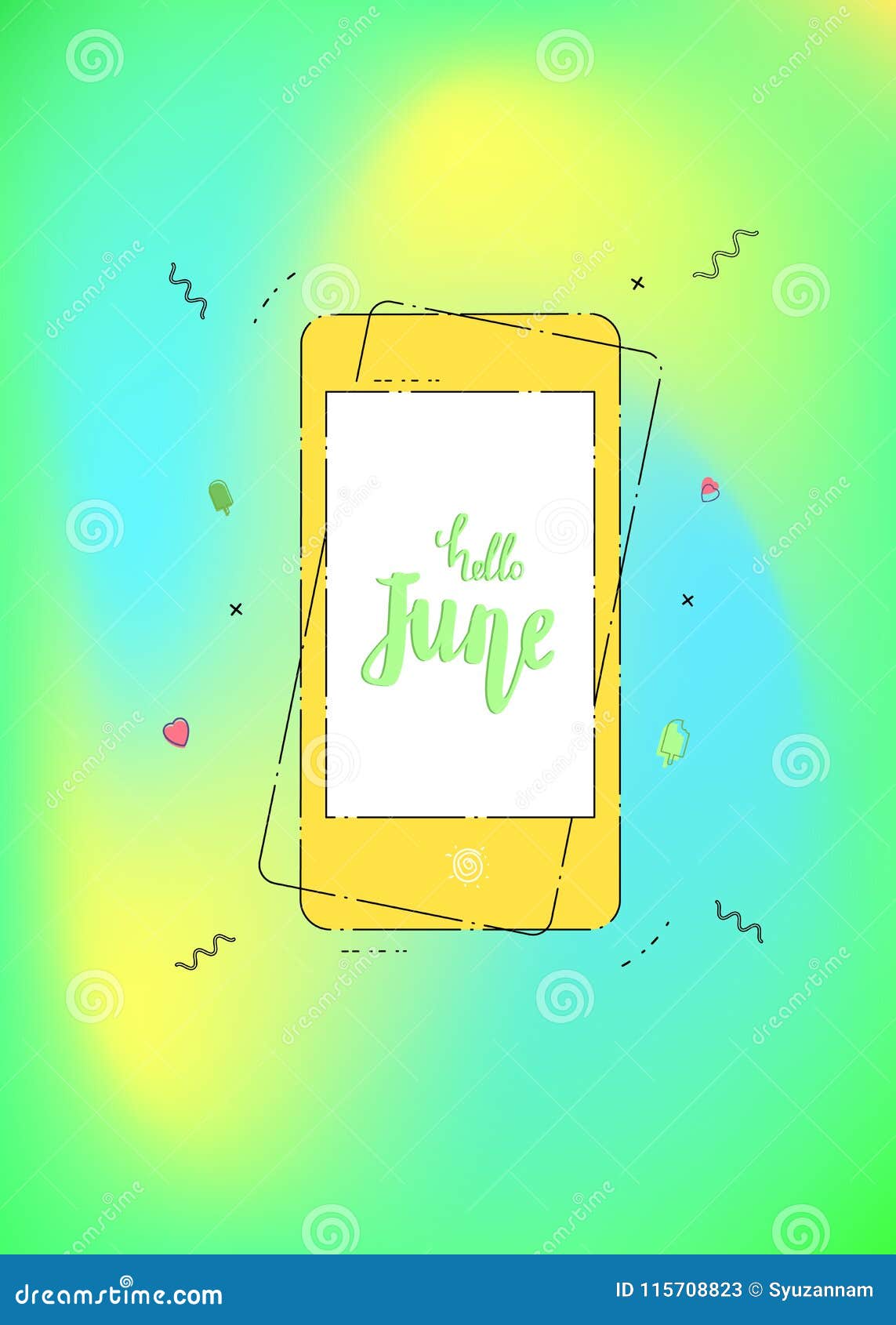 Hello June Banner. Vector Illustration. Stock Vector - Illustration of ...