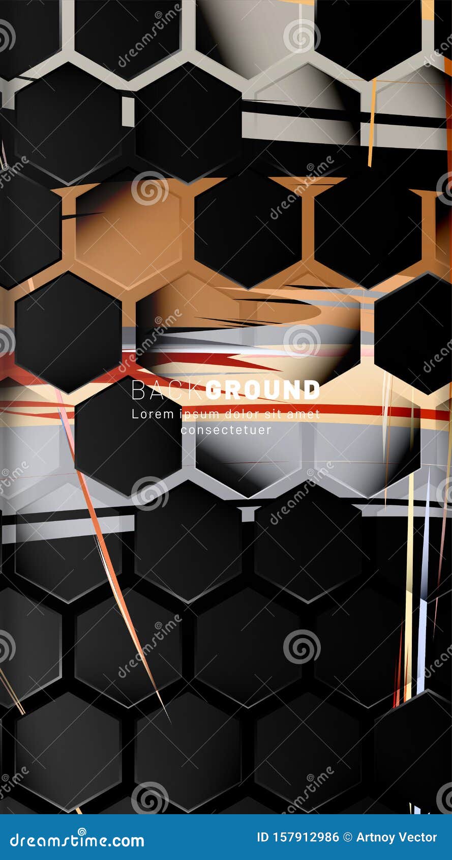 Vertical Hexagon Background. Gradient Color Light Pattern with Dark ...