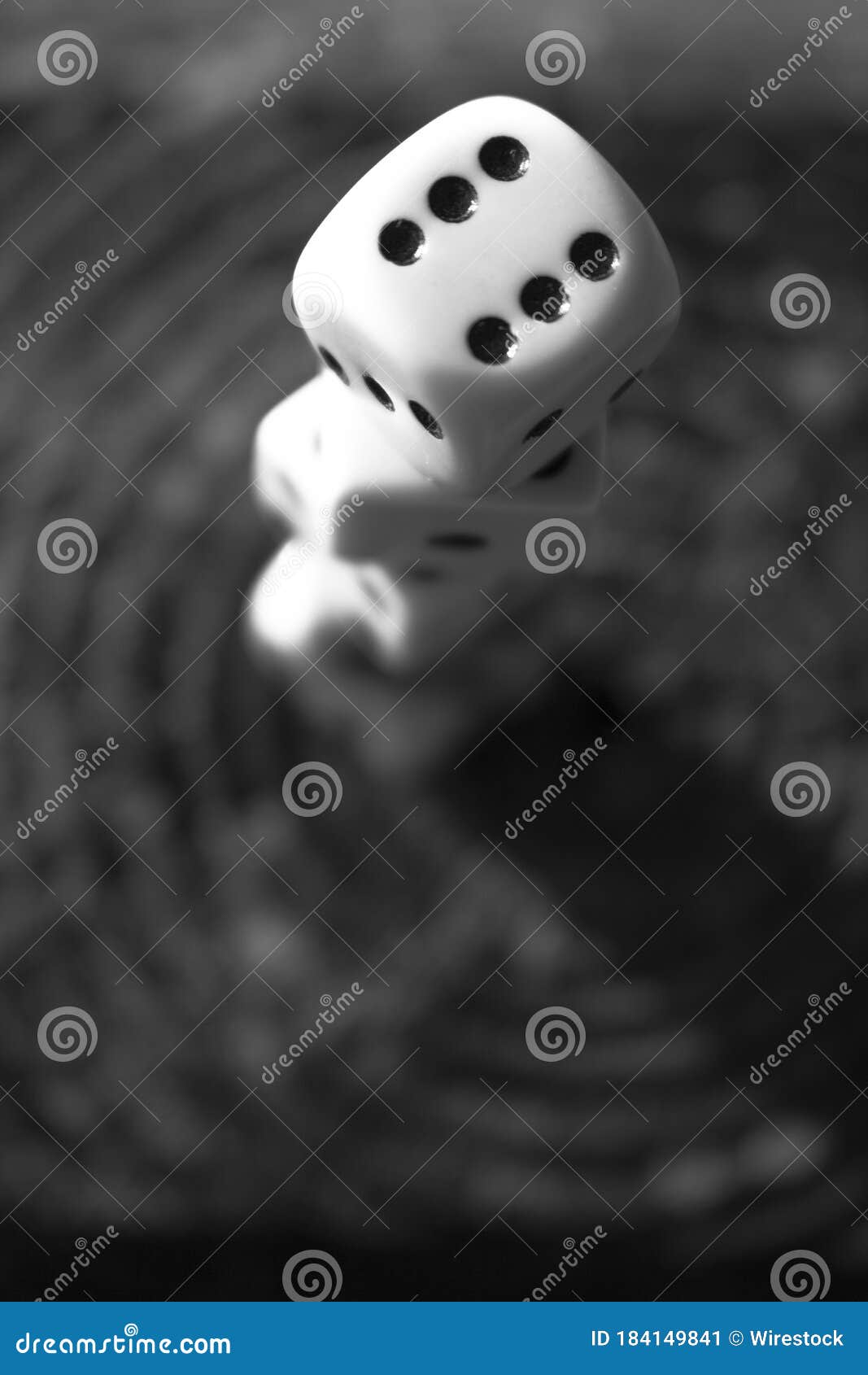 Vertical High Angle Closeup Shot of the Number Six on a White Dice ...