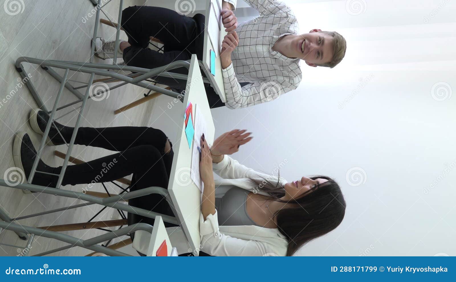 Vertical: High School Students and Having Conversation Tutorial in ...