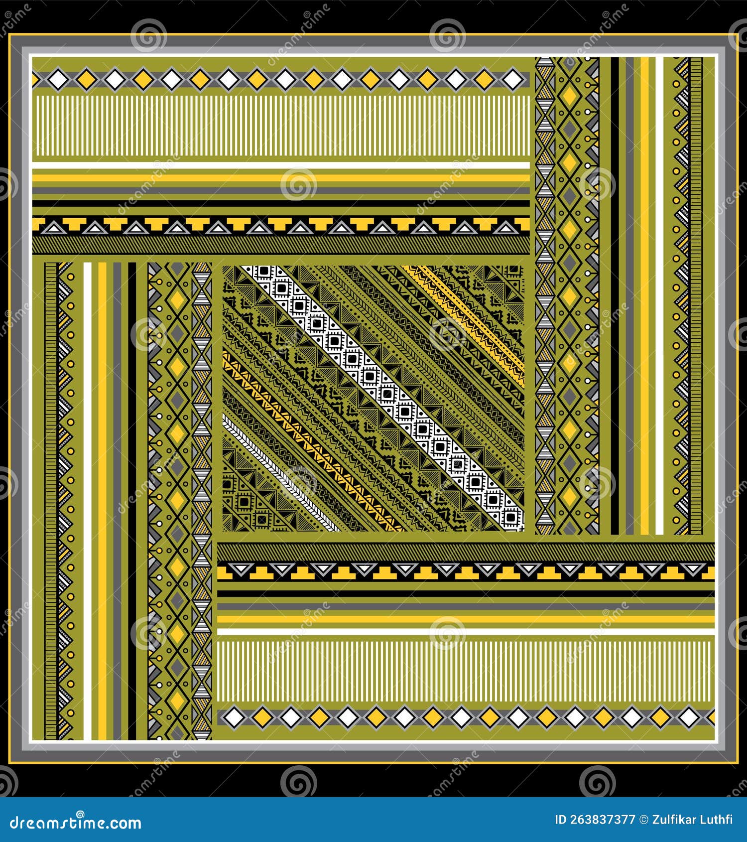 Vertical Horizontal Black and Yellow Ethnic Pattern Stock Vector ...