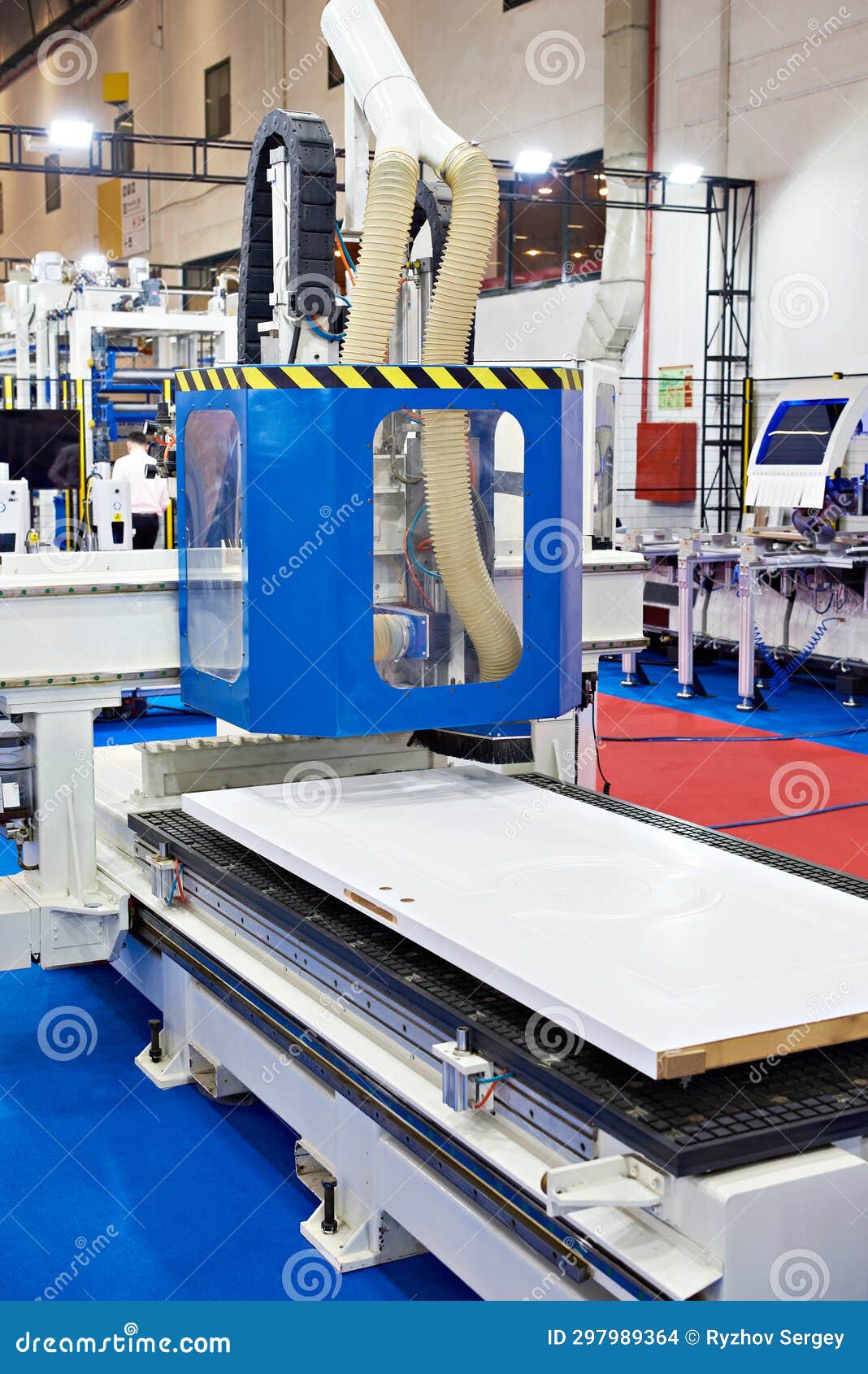 Vertical and Horizontal Milled CNC Door Processing Machine Stock Photo ...