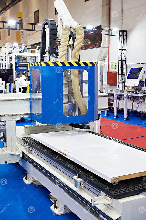 Vertical and Horizontal Milled CNC Door Processing Machine Stock Photo ...