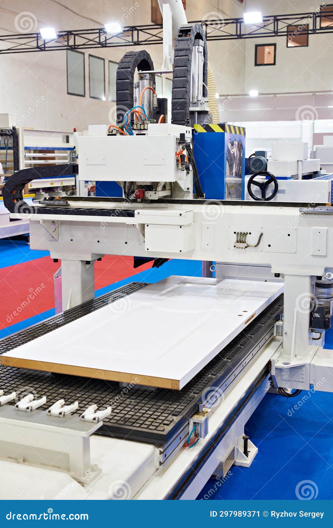 Vertical and Horizontal Milled CNC Door Processing Machine Stock Image ...