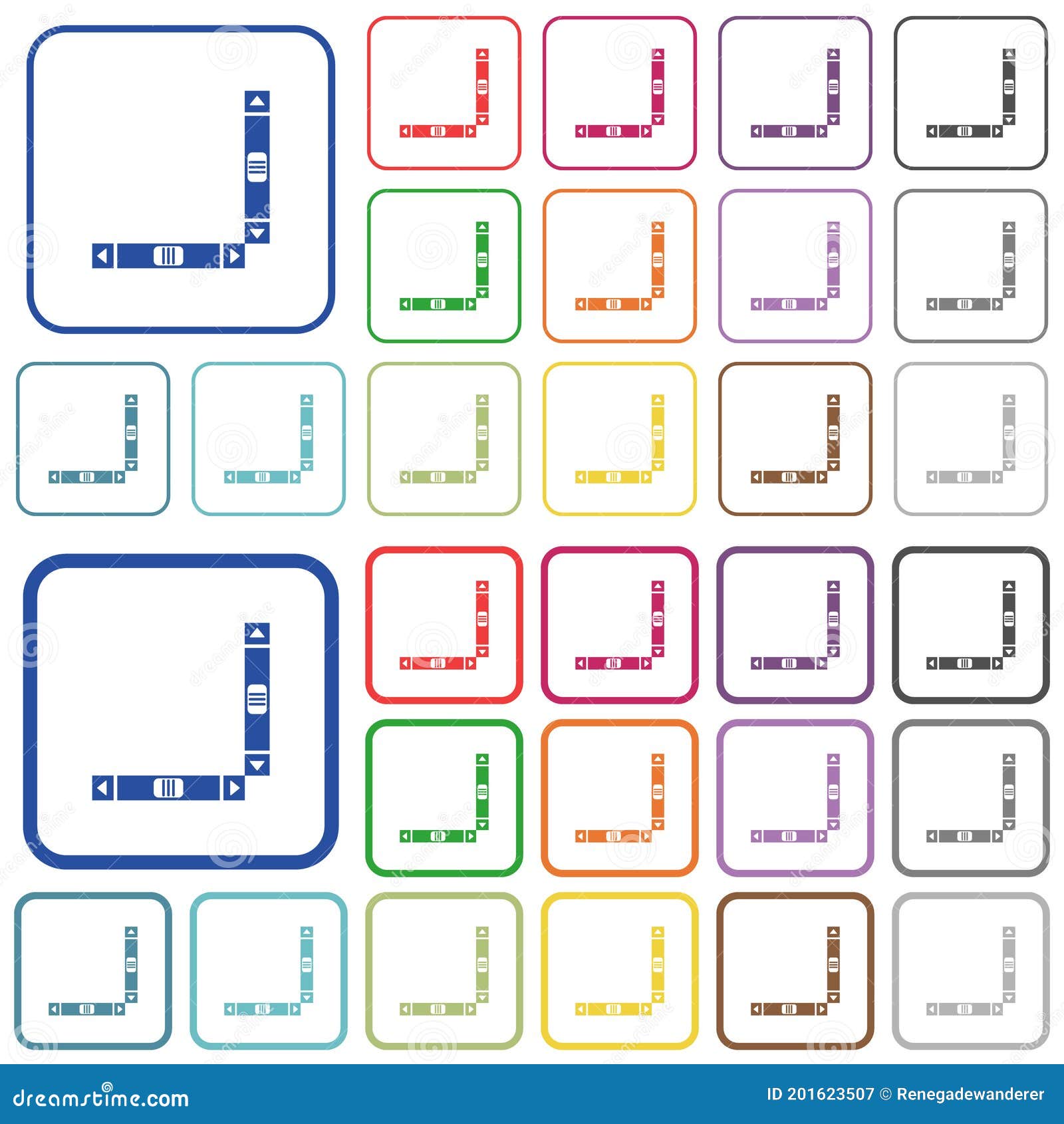 Vertical and Horizontal Scroll Bars Outlined Flat Color Icons Stock ...