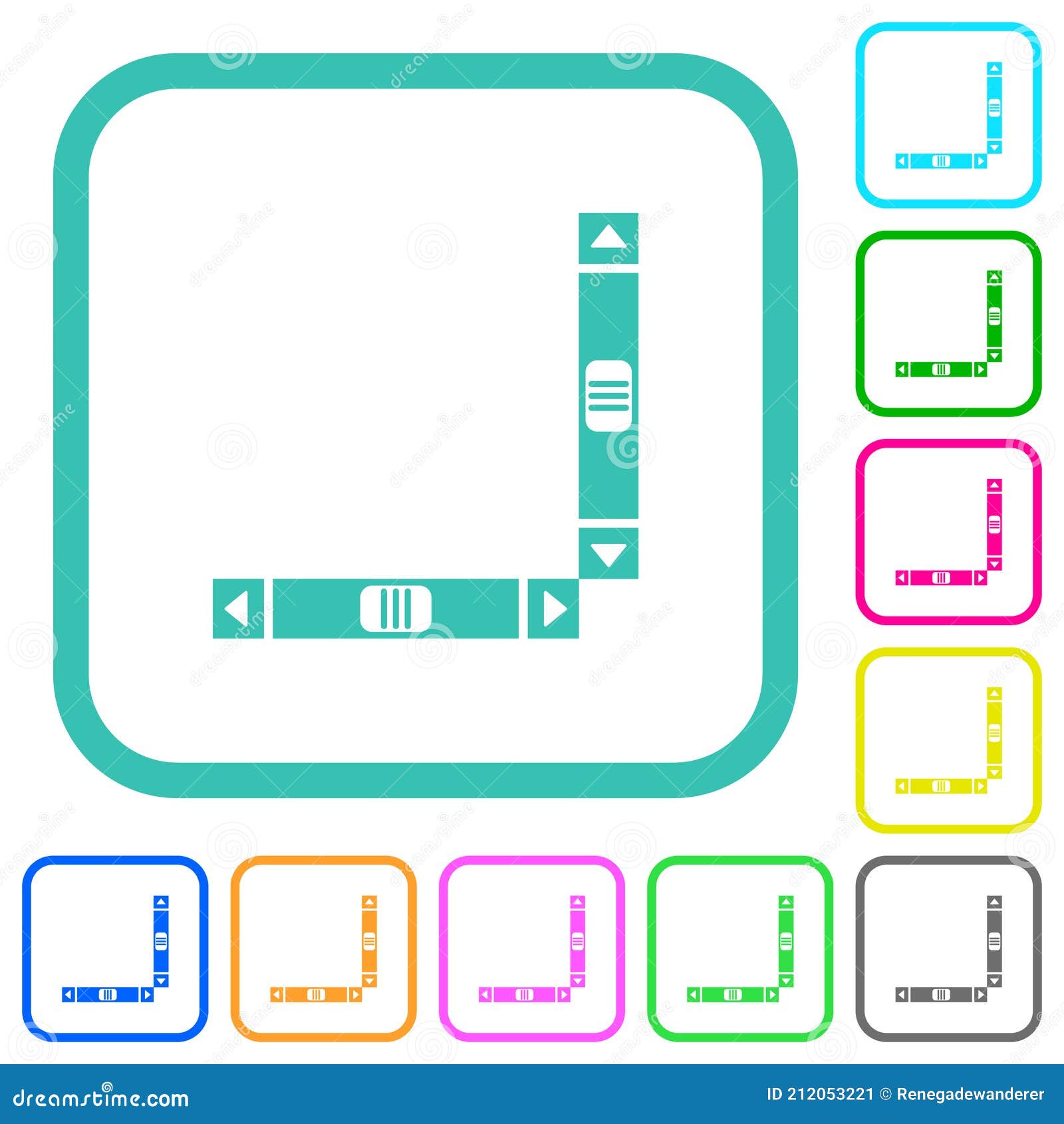 Vertical and Horizontal Scroll Bars Vivid Colored Flat Icons Stock ...