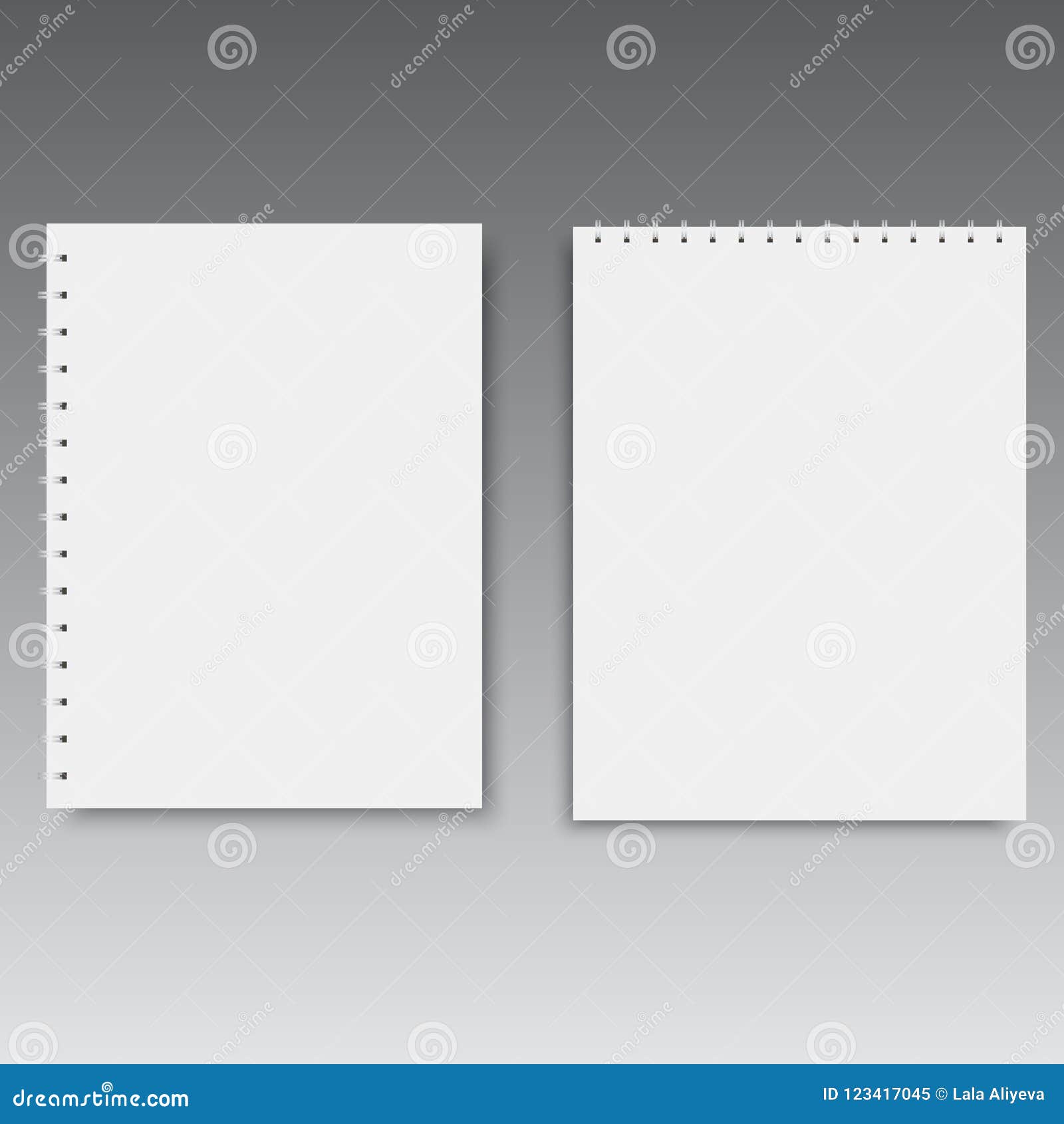 Vertical and Horizontal Spiral Notebook Template. Vector. Stock Vector ...