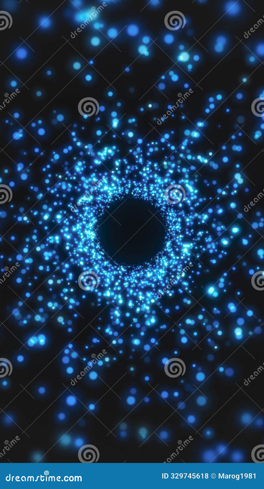 Blue Particles Form Line And Surface Grid. Microcosm Or Space. 3d ...