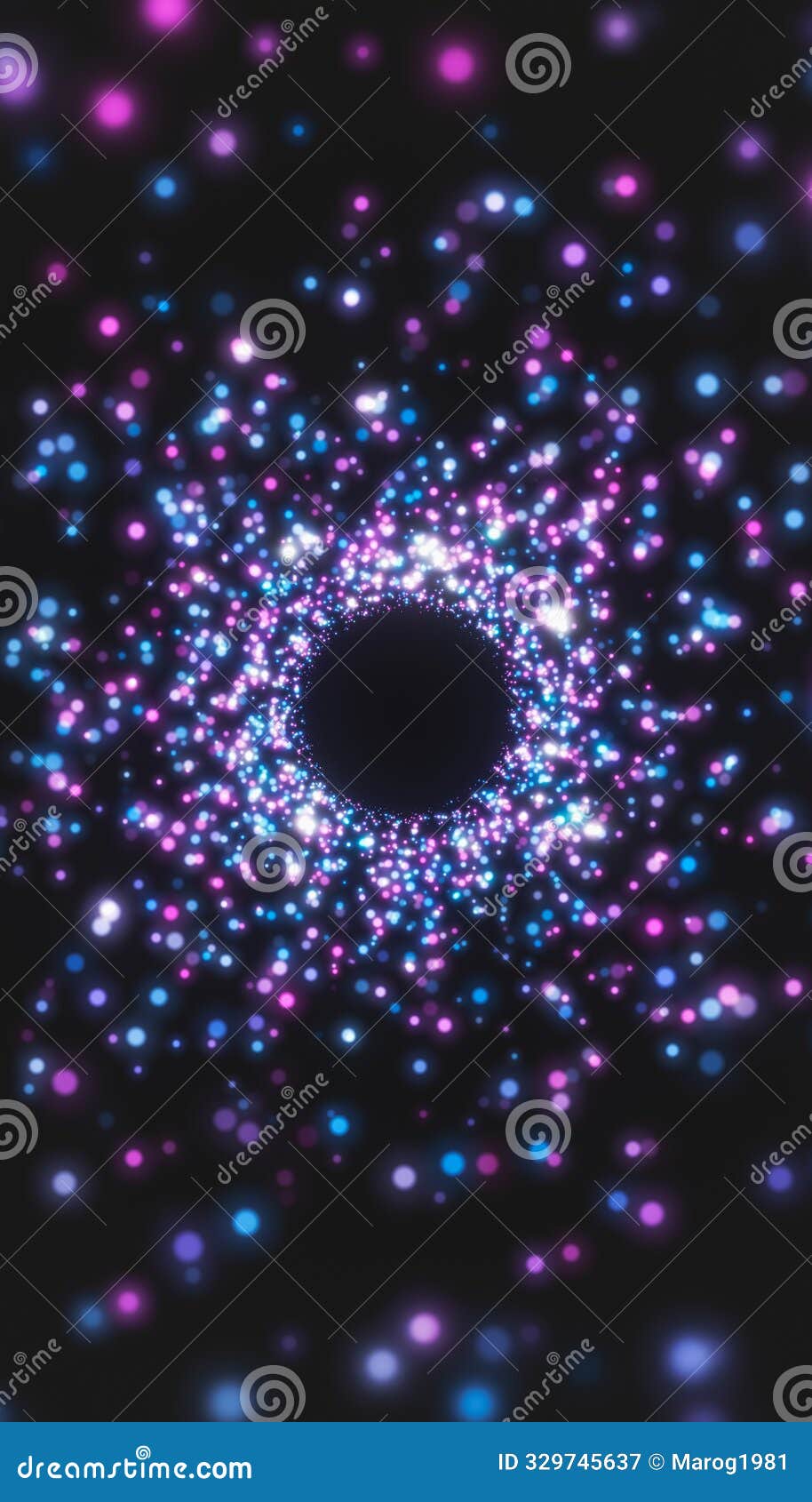 Illustation Of Blue And Pink Light Shine Particles Bokeh Over Blue And ...