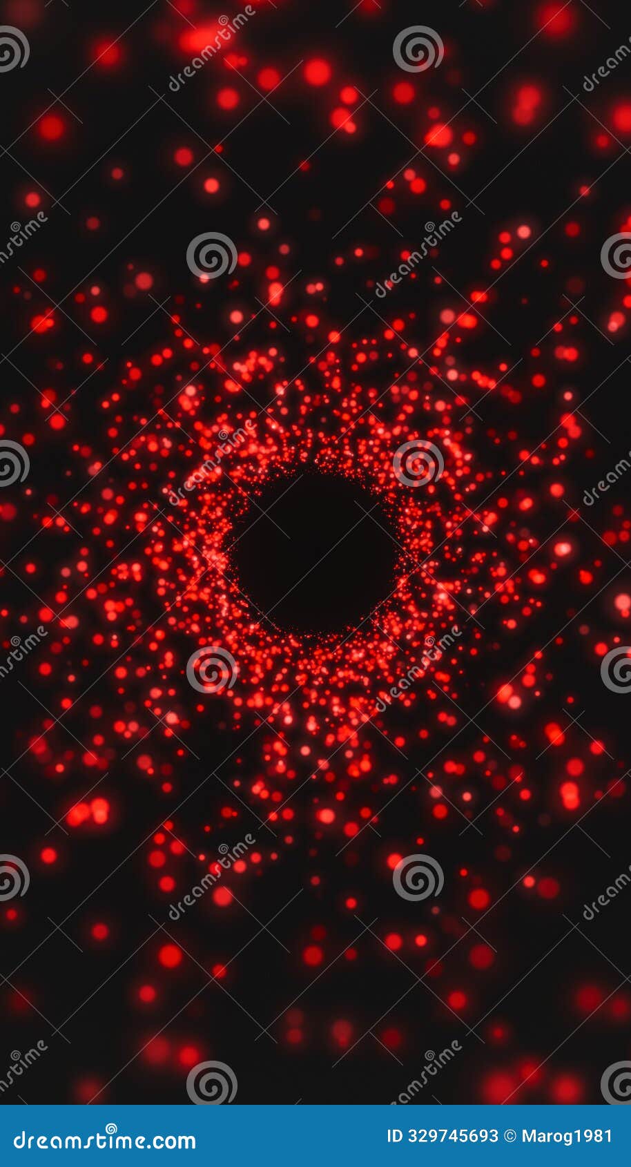 Vertical Illustation of Red Particles in a Tunnel Stock Illustration ...