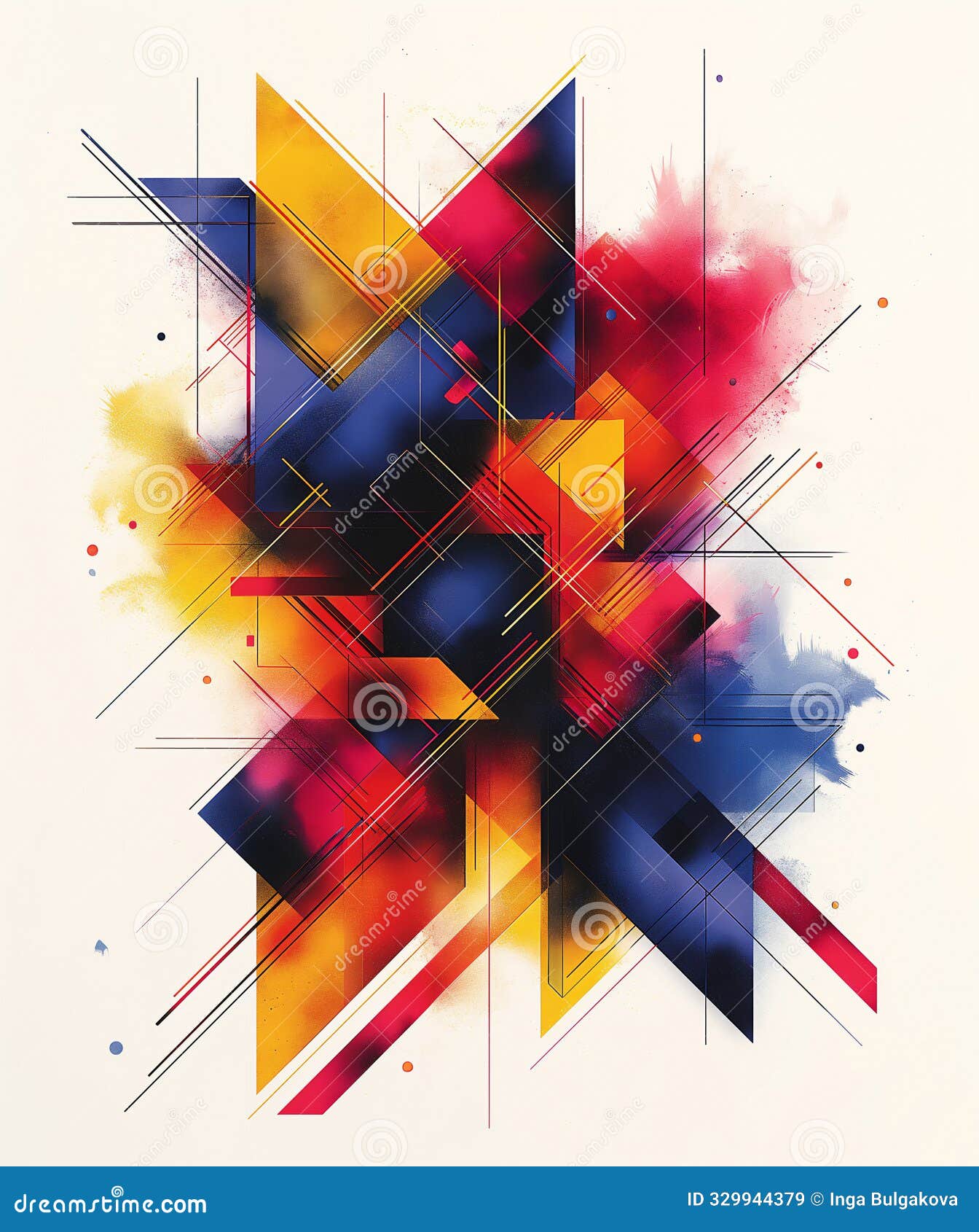 Vertical Illustrated Colourful Geometric Artwork on White Background ...