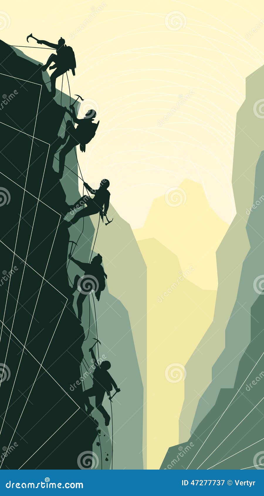 Vertical Illustration of Alpinists. Stock Vector - Illustration of crag ...