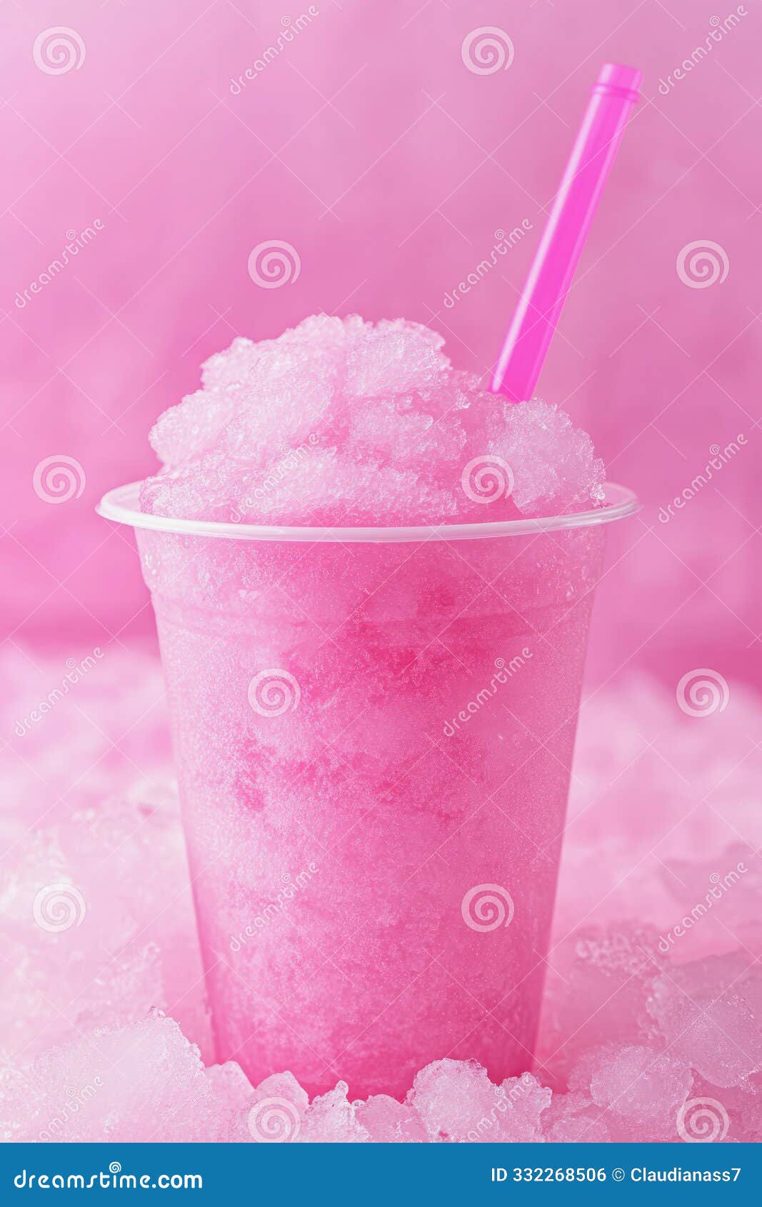 Vertical Illustration of a Pink Slush Ice with a Straw Stock Photo ...
