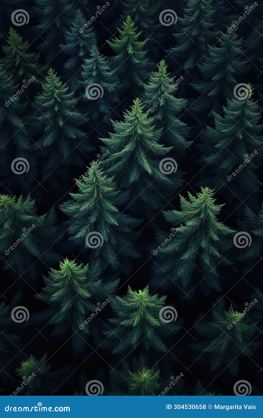 Vertical Image Aerial View Landscape of a Dense Coniferous Forest with ...