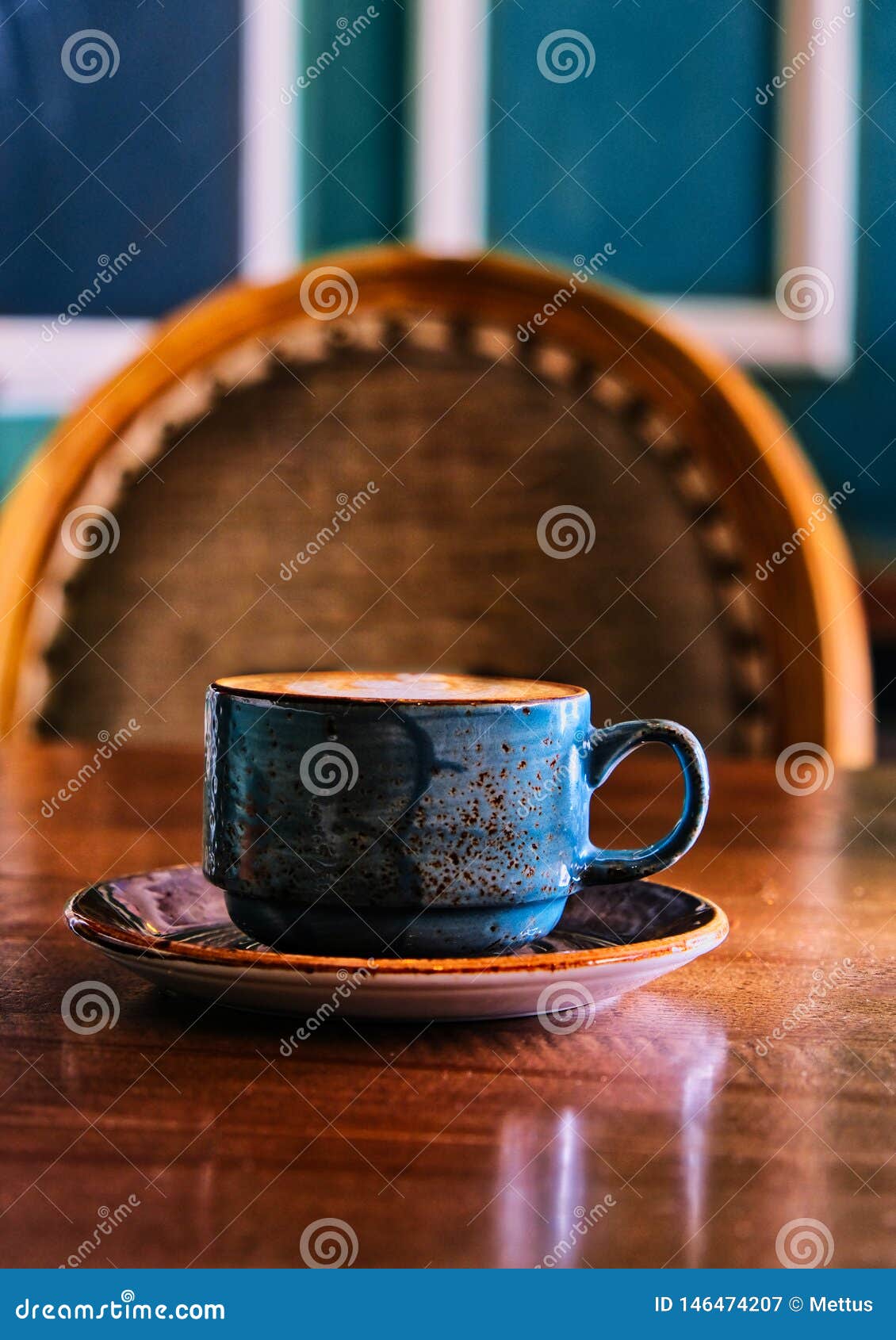 Vertical Image of Artistic Ceramic Cup on Tabletop Stock Image - Image ...