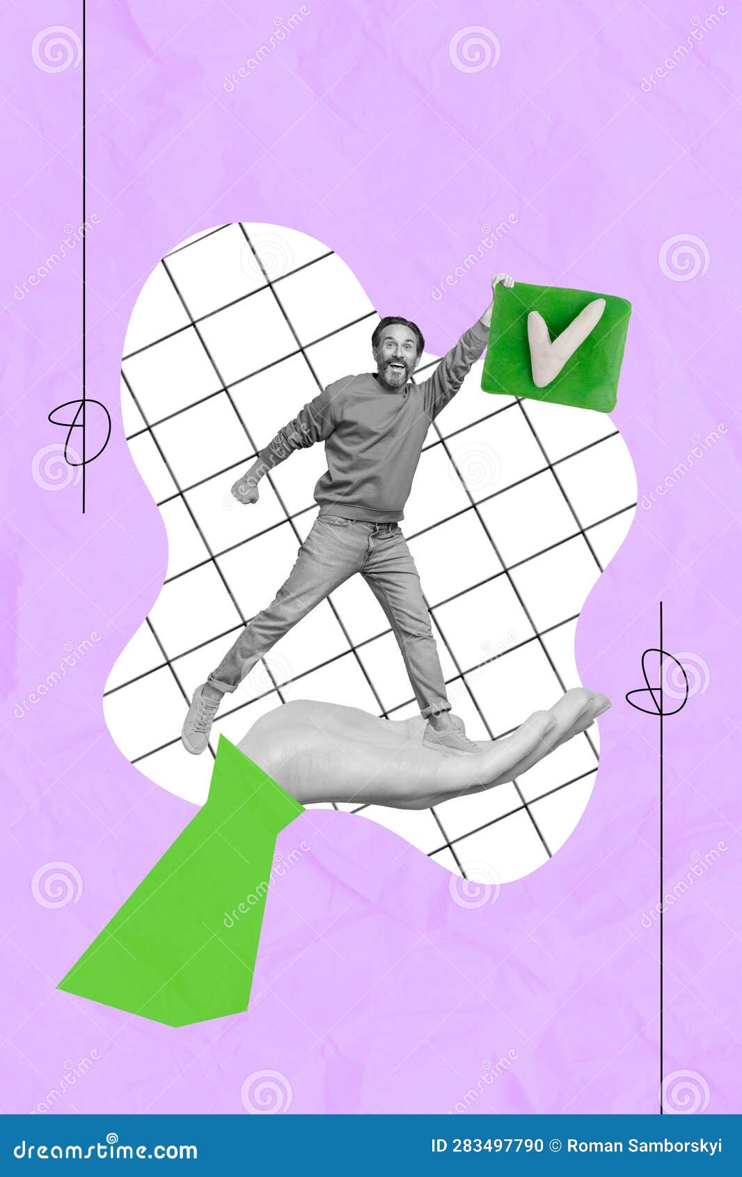 Vertical Image Artwork Collage of Crazy Excited Elderly Man ...