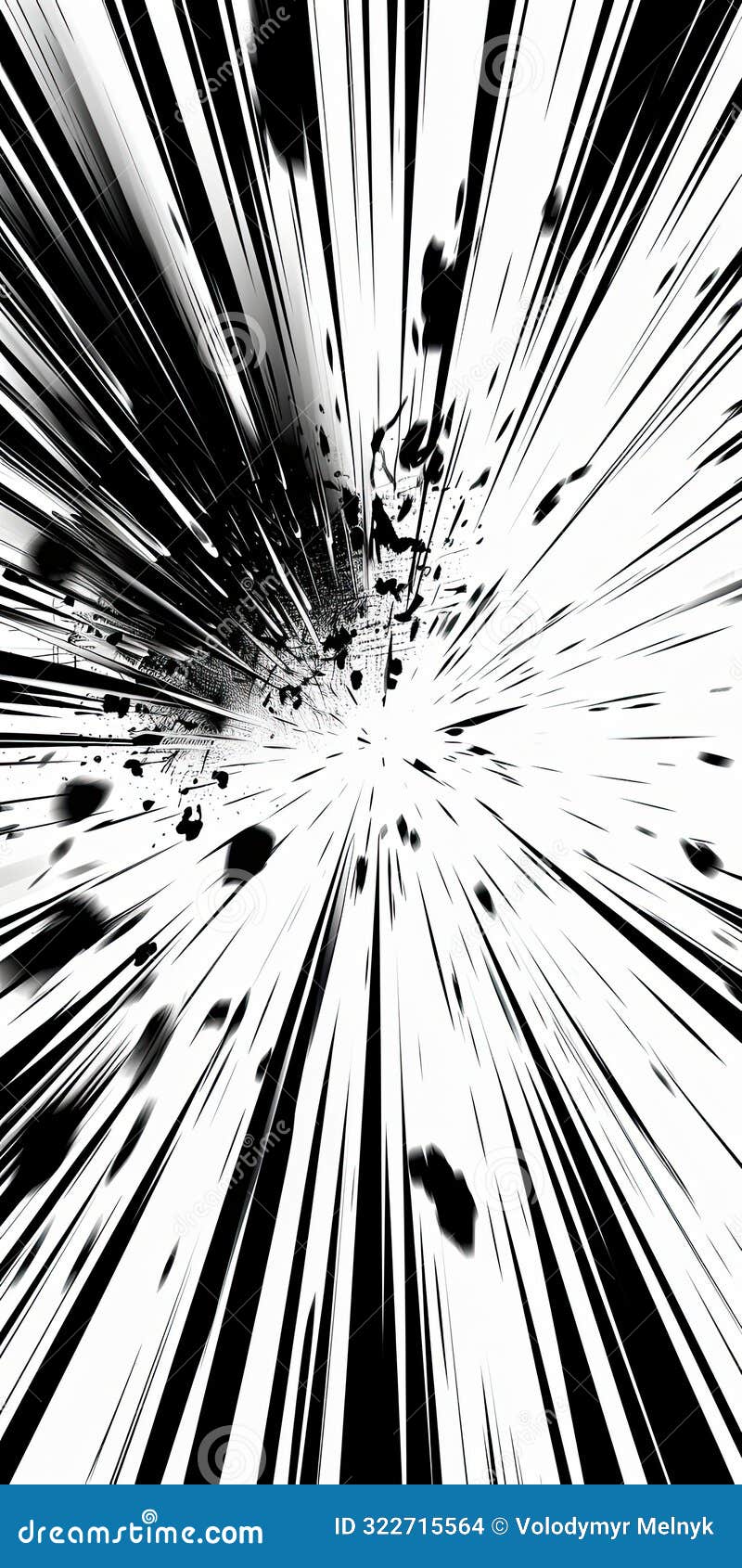 Vertical Image with Black and White with Thick Jagged Lines Radiating ...