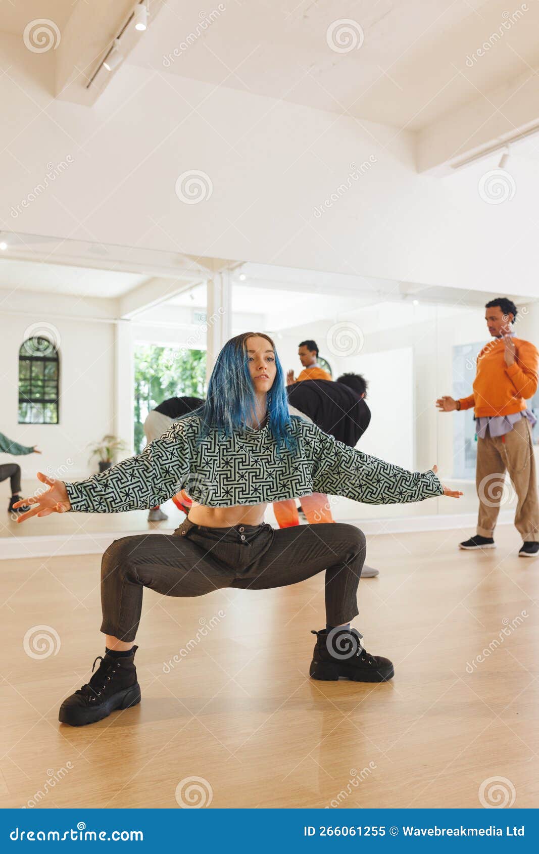 Vertical Image of Caucasian Female Hip Hop Dancer Practicing at Dance ...