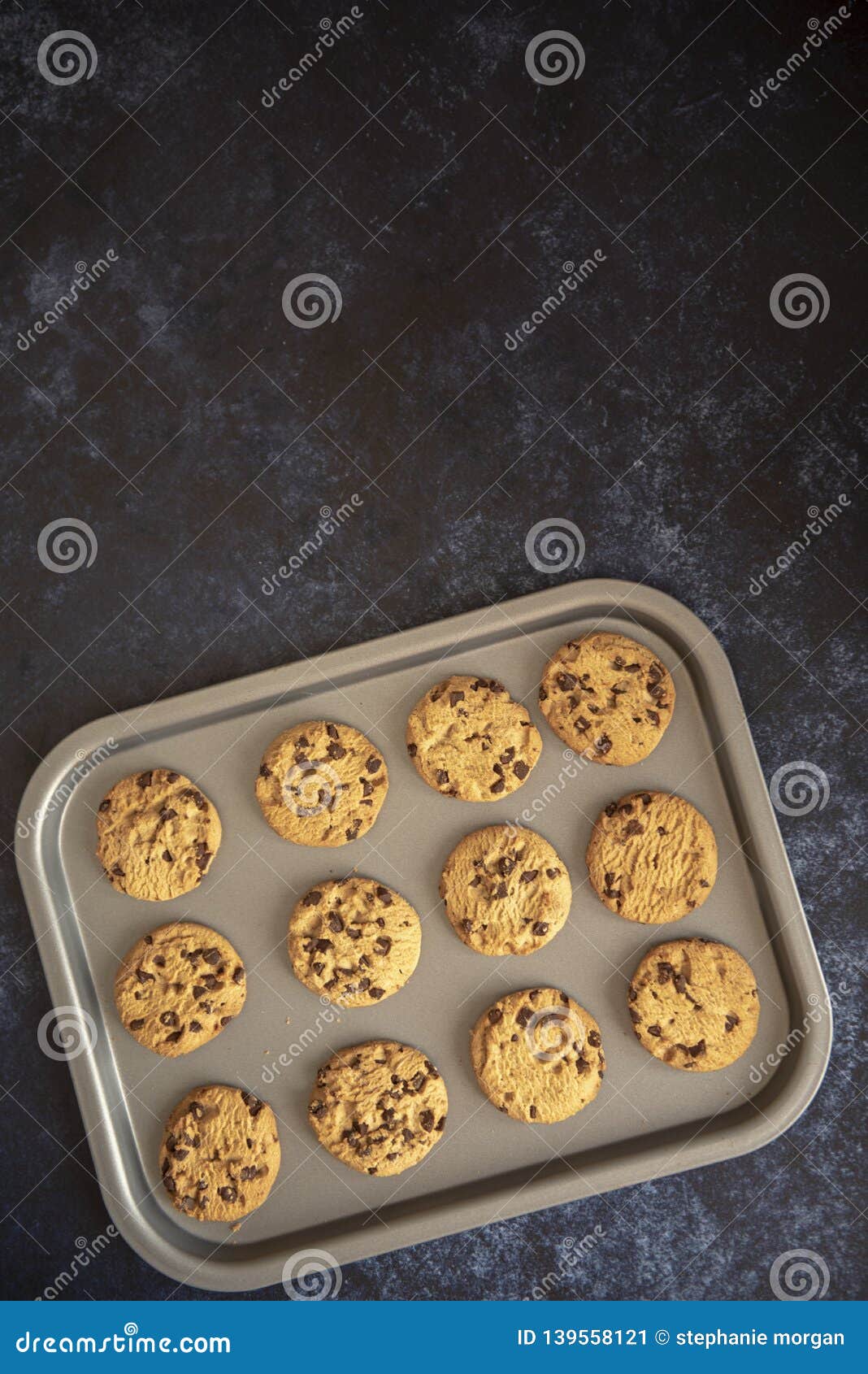 Vertical Image of Chocolate Chip Cookies on a Baking Tray, Stock Image ...