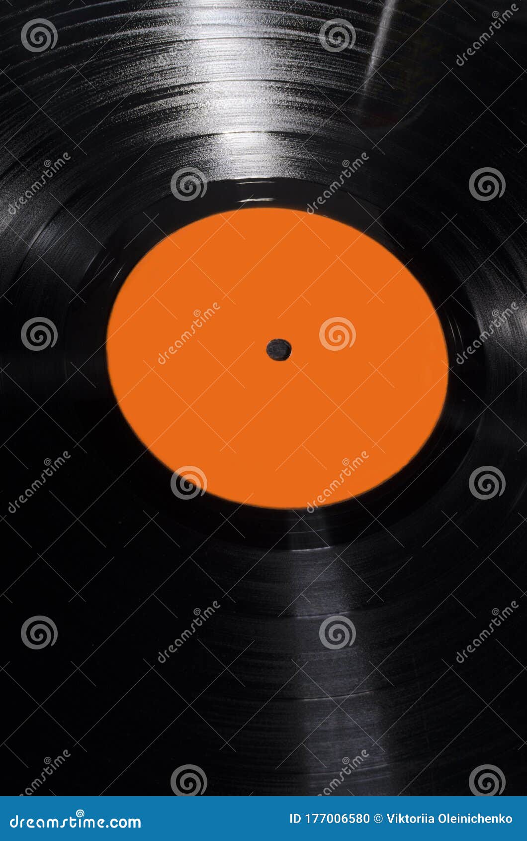 Vertical Image.Closeup of Texture of Vinyl Record with Blank Bright ...