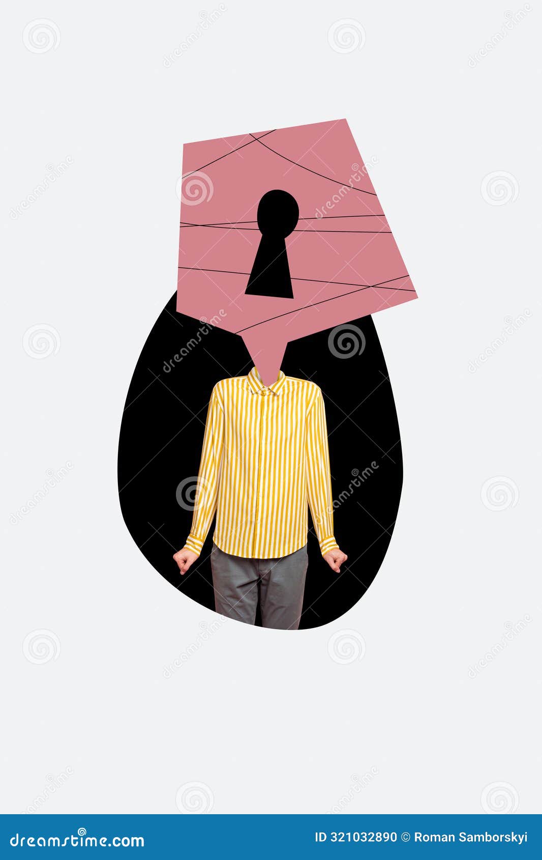 Vertical Image Collage Headless Person Keyhole Padlock Locked Opened ...