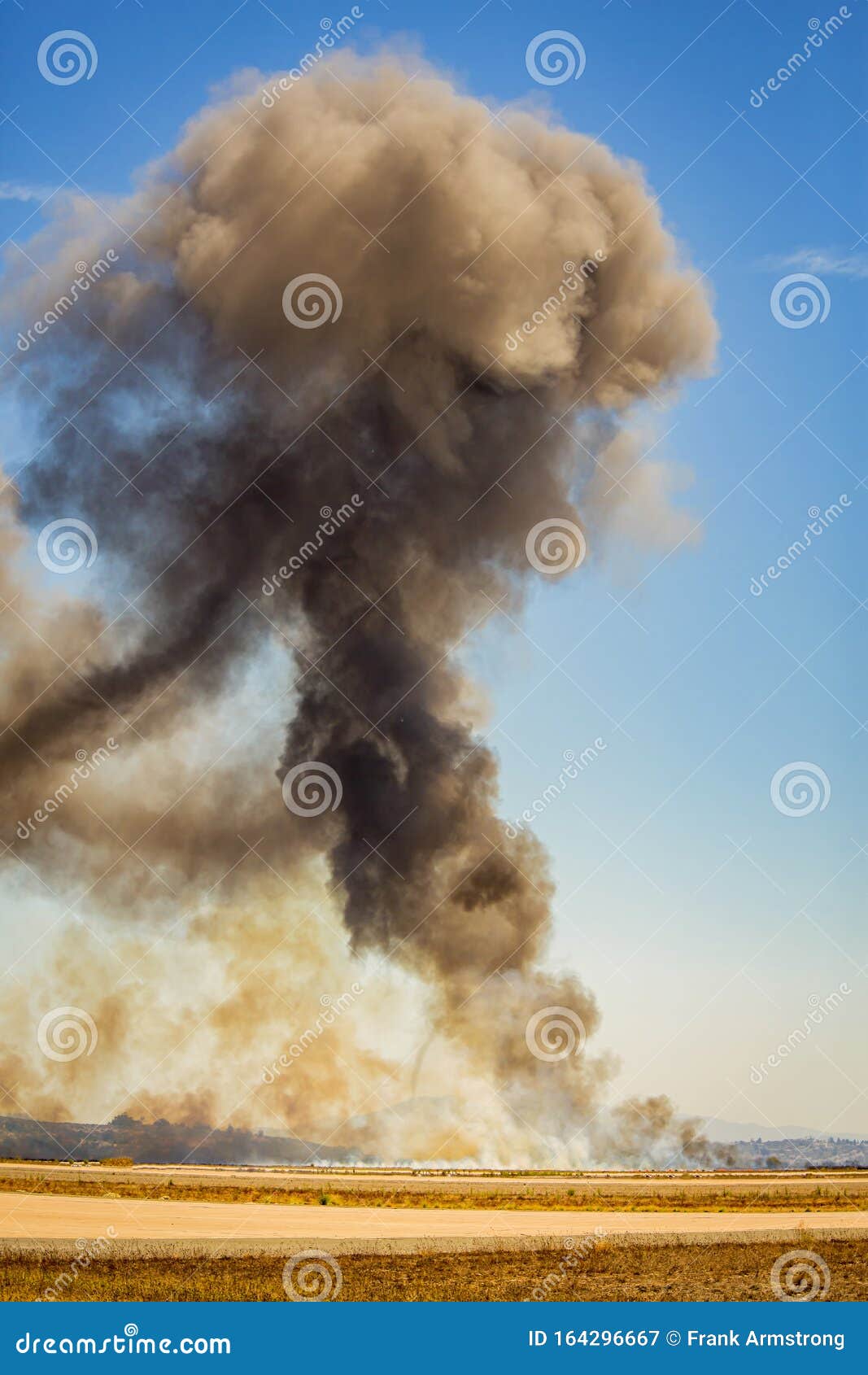 Vertical Image of Column of Smoke from Ground Up with Tornado Visible ...