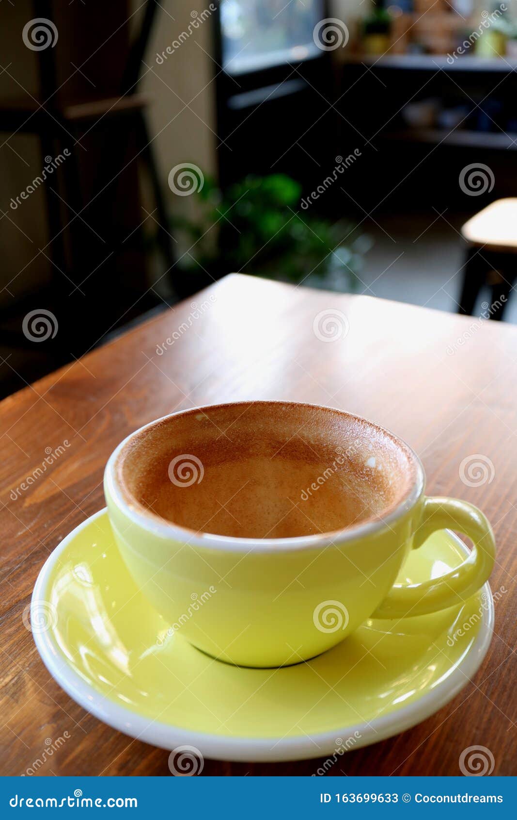 Vertical Image of an Empty Cup of Finished Drinking Coffee on Cafe`s ...