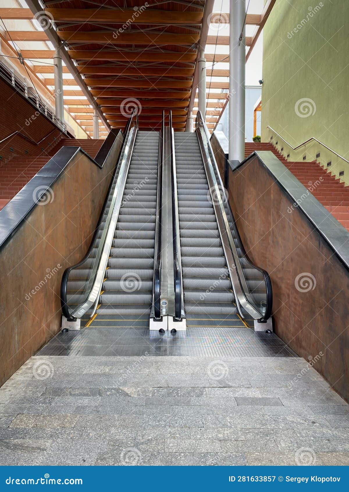 Image Of Escalator Without People. Horizontal Photograph Of The Ladder ...