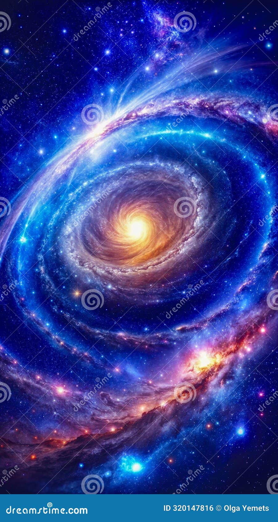 Vertical Image of a Galactic Spiral Nebula Stock Illustration ...