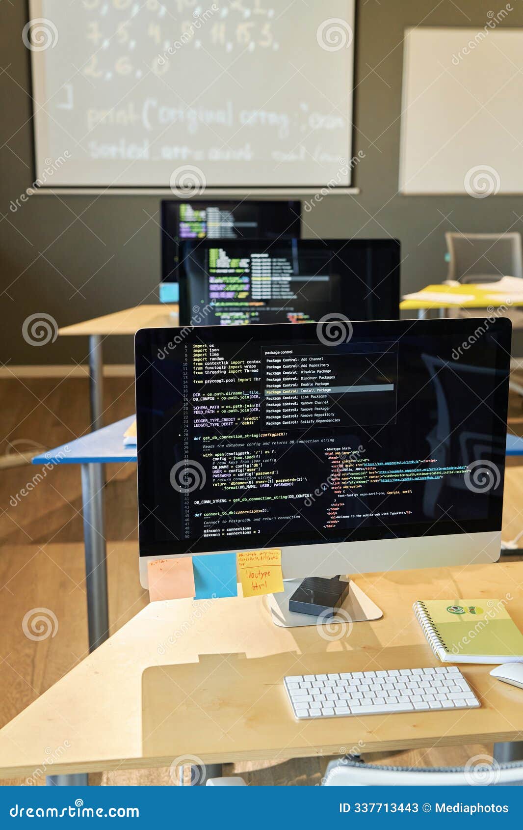 It Class with Computers on Desks Stock Image - Image of information ...