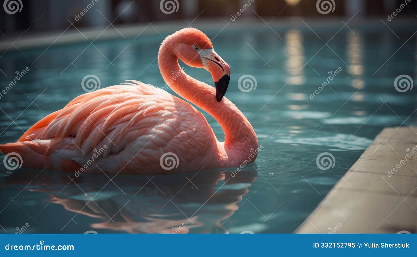 Vertical Image of a Pink Flamingo Float in a Swimming Pool. Stock ...