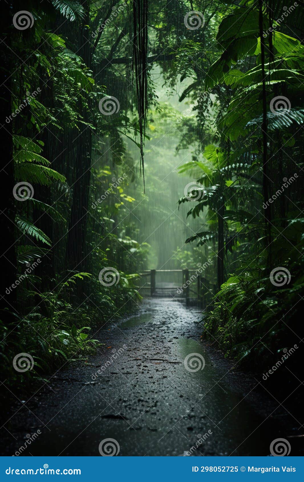 Rainy Jungle Path With Sunlight Peeking Through Royalty-Free Stock ...
