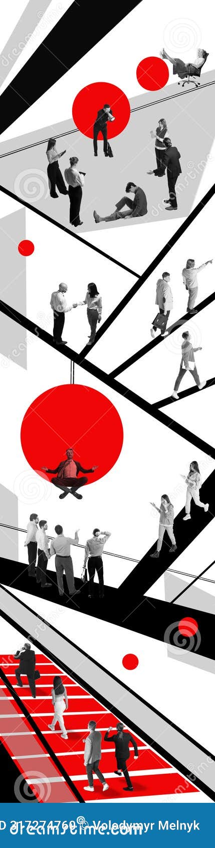 Vertical Image Representing Employee, Office Lifestyle. People Doing ...