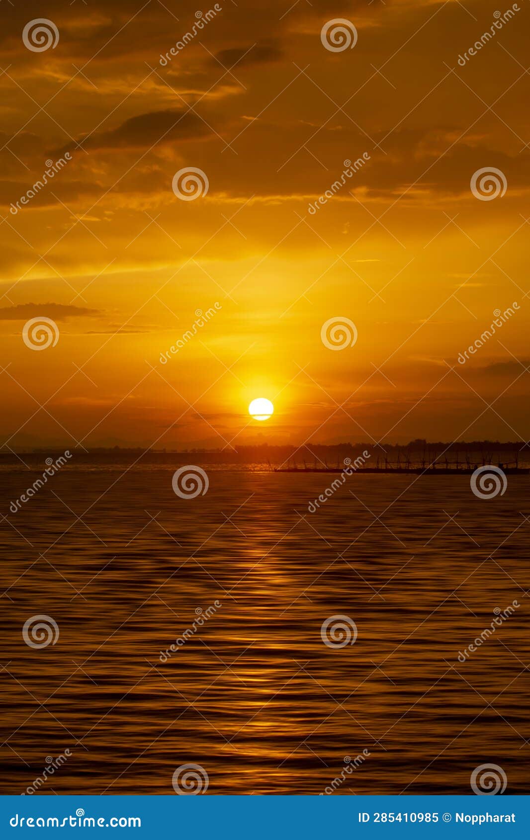Sunset Sky at the Lake with Clouds Stock Image - Image of dawn ...