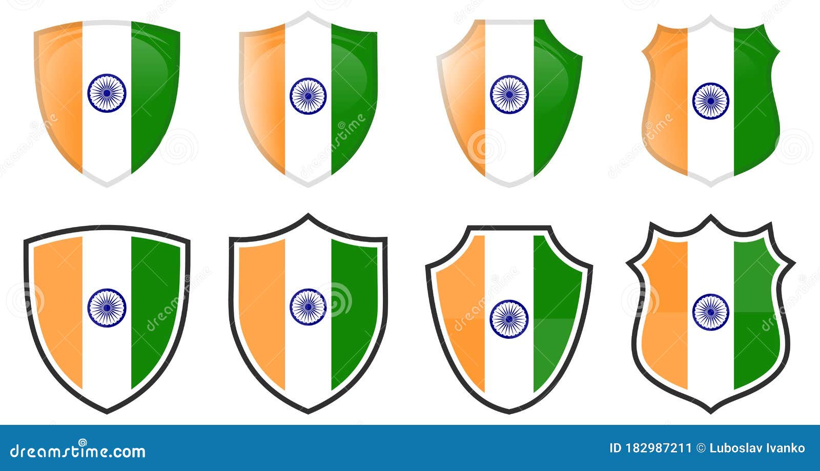 Vertical India Flag in Shield Shape, Four 3d and Simple Versions ...