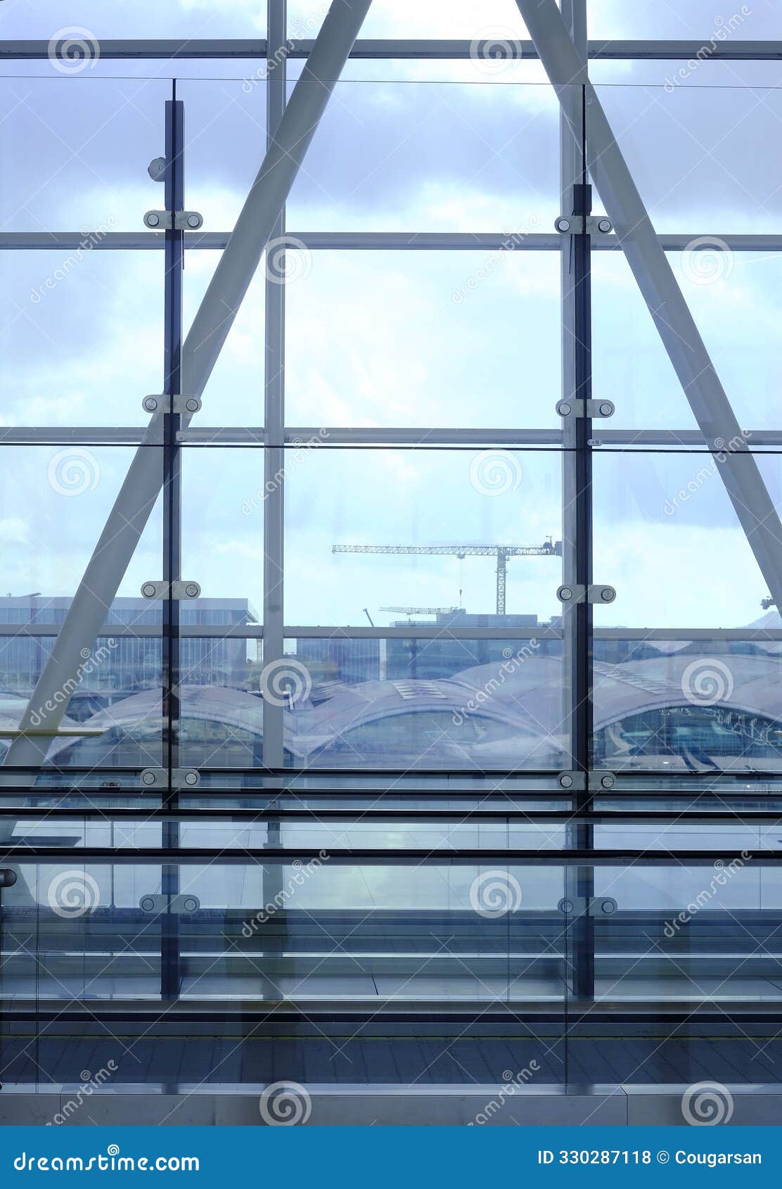 Vertical Indoor of Airport Terminal Building with Big Windows and ...
