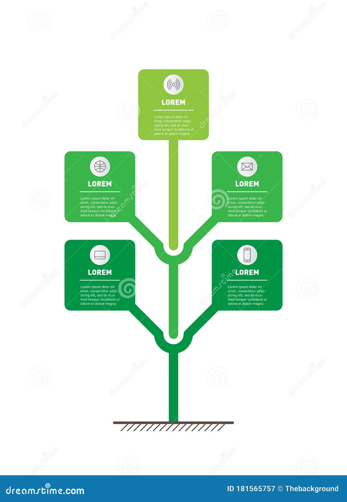 Vertical Infographics or Timeline with 5 Five Options. Stylized Tree ...