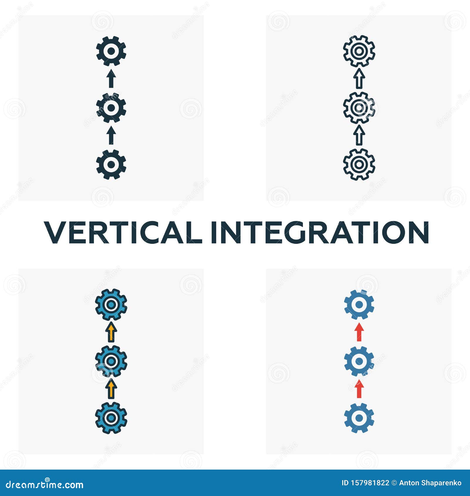 Vertical Integration Icon Set. Four Elements in Diferent Styles from ...