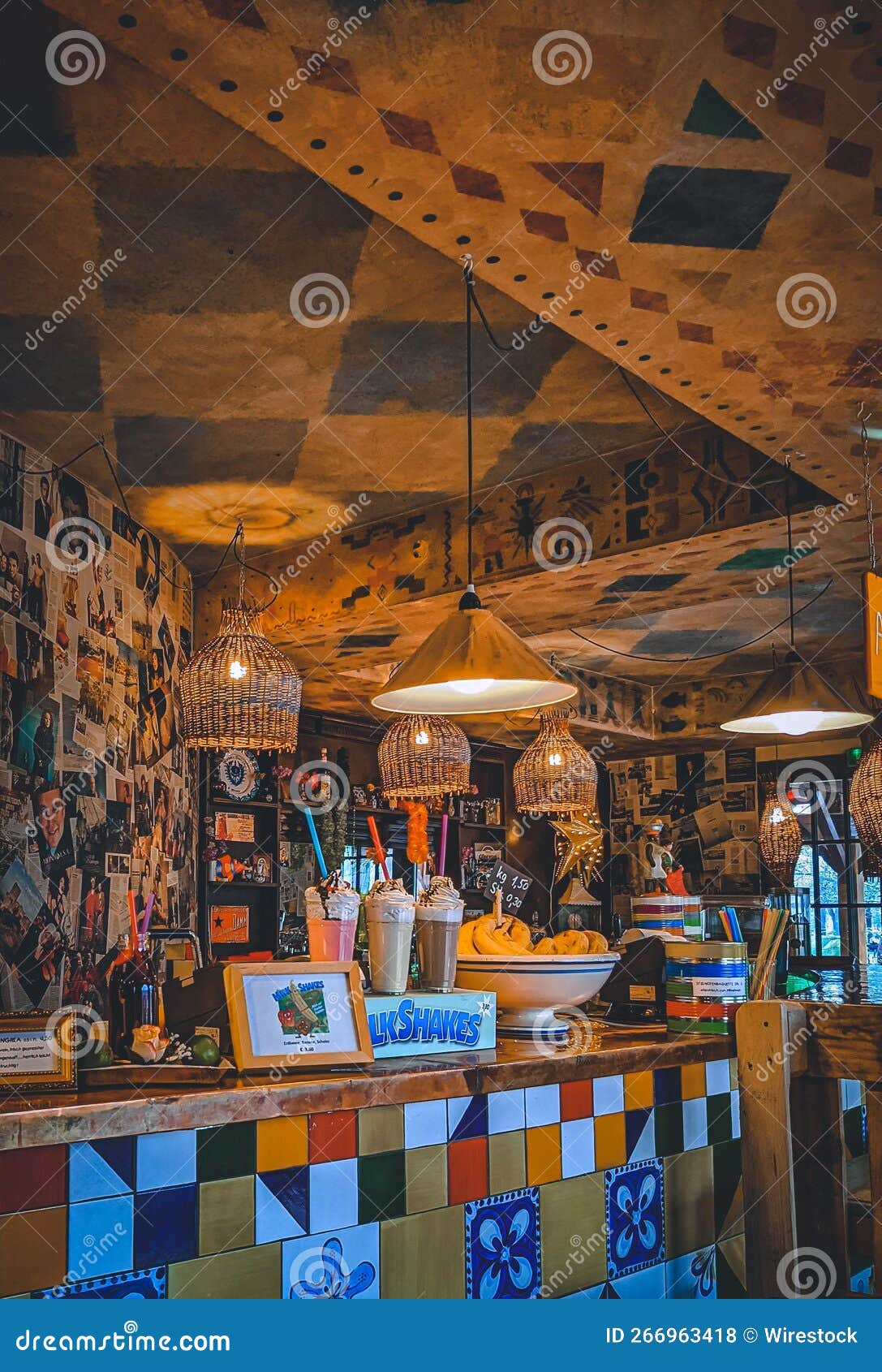 Vertical Interior Shot of a Cafe. Editorial Stock Photo - Image of ...