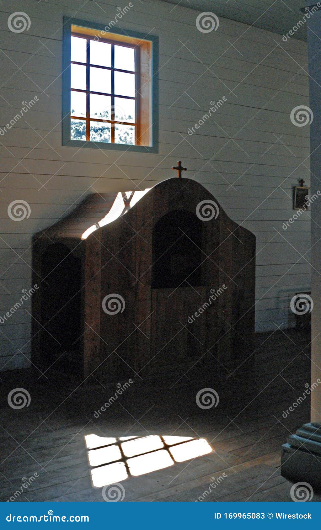 Vertical Interior Shot of a Confession Booth in the Church Stock Image ...
