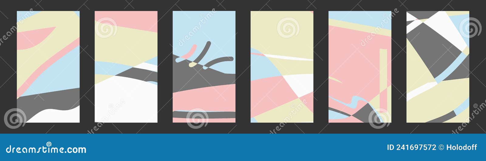 Vertical Isolated Background Set 6 in 1. Abstract Organic Backgrounds ...