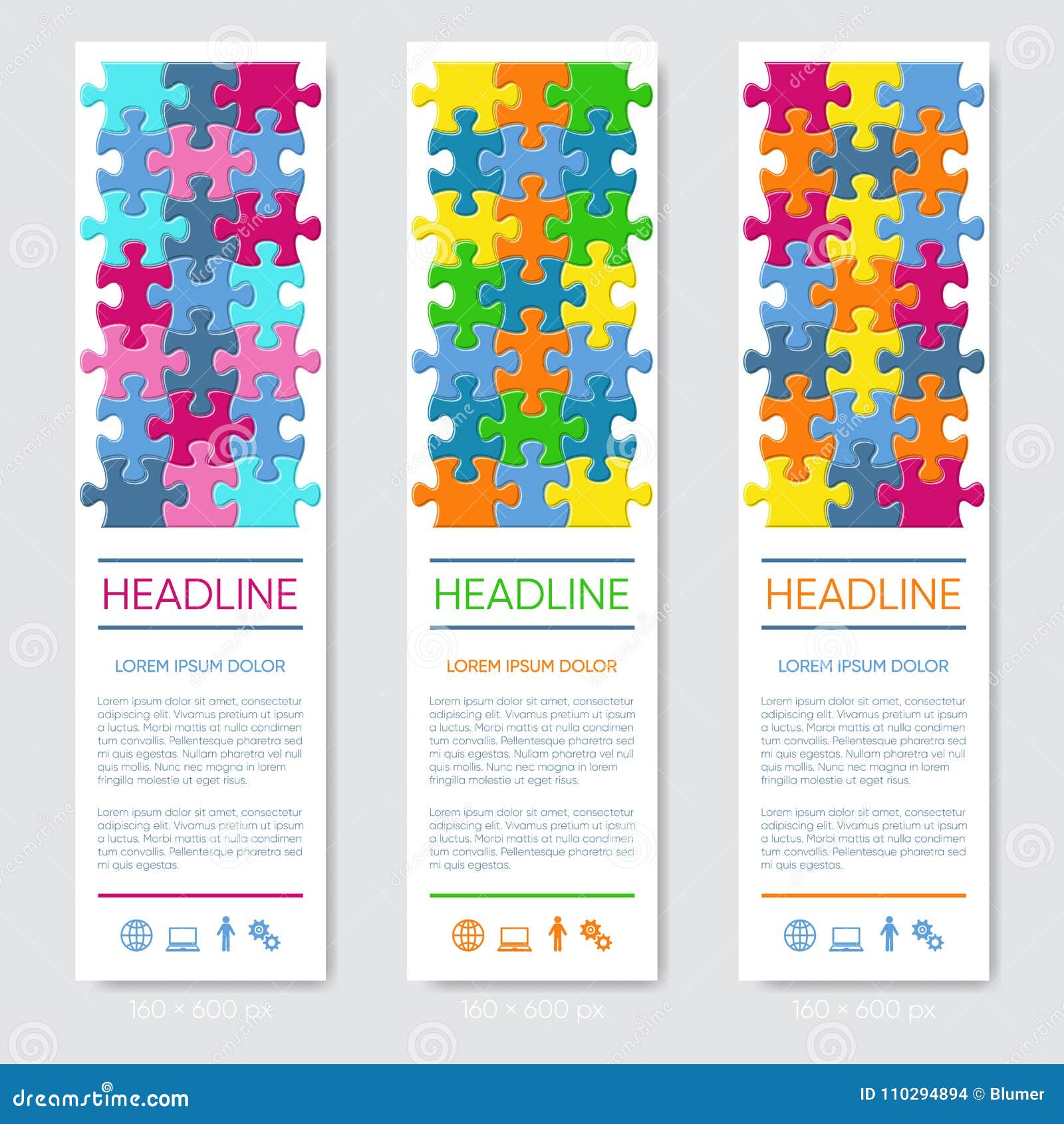 Vertical Jigsaw Puzzle Banners Stock Vector - Illustration of concept ...