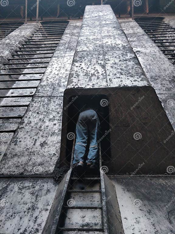 Vertical Ladder To the Cargo Hatch Stock Image - Image of black ...