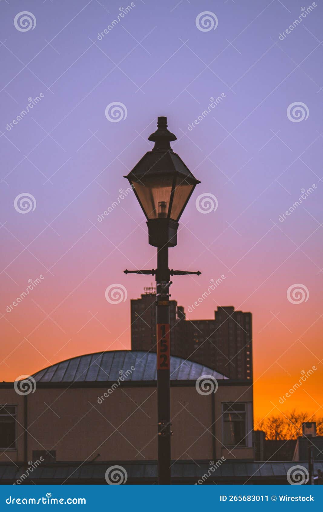 Vertical of a Lamp Post, Street Lantern Captured Against the Sunset Sky ...