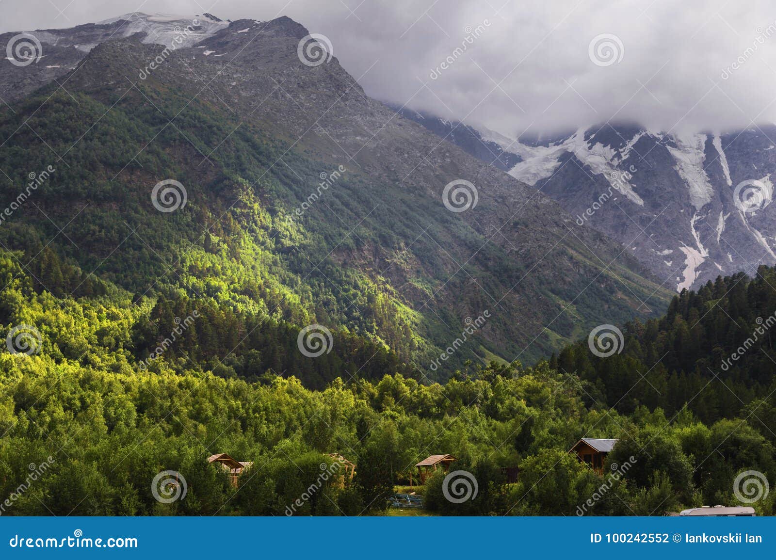 Vertical Landscape, the Sunlight Breaking through the Clouds Locally ...