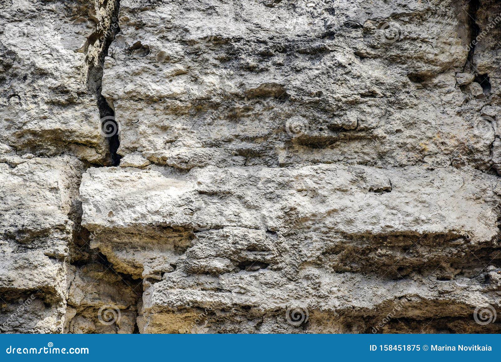 A Vertical Large and Deep Crack in a Calcareous Rock Stock Image ...