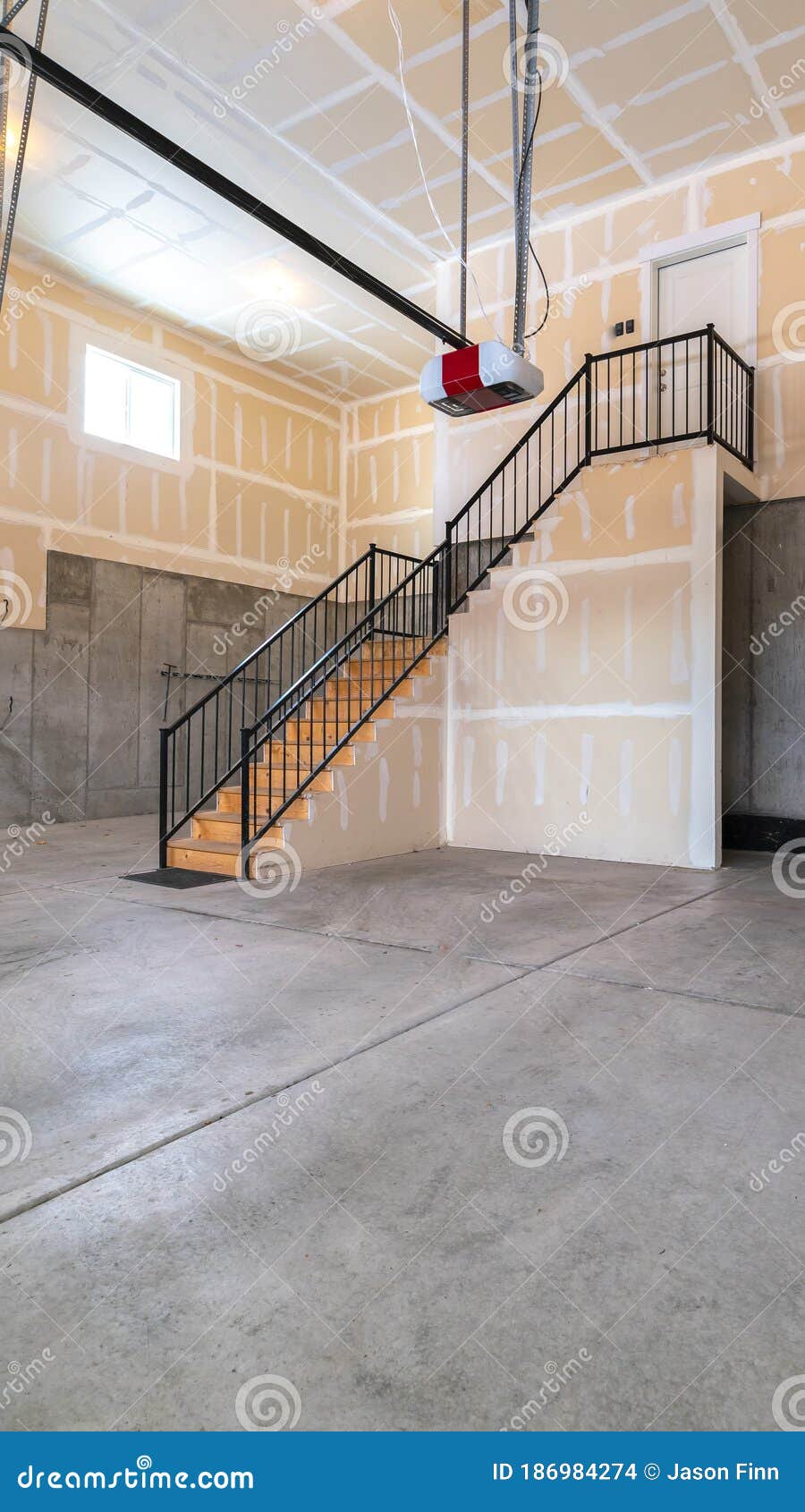 Vertical Large Open Plan Concrete Basement Interior Garage Stock Photo ...