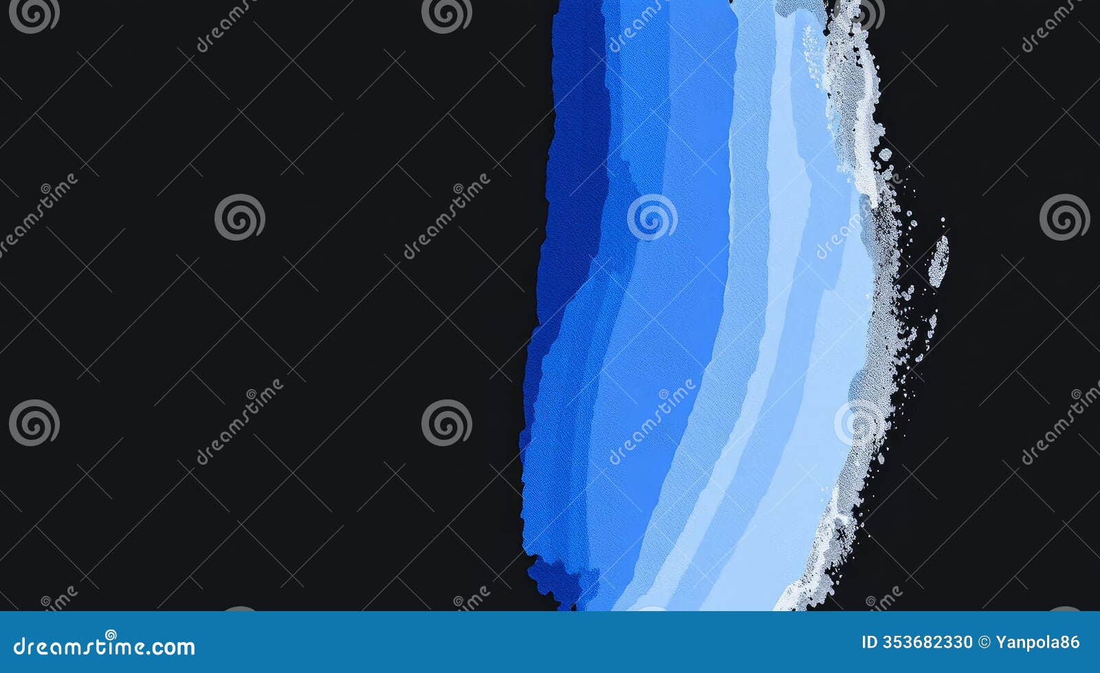 Vertical Layered Blue Brushstroke on Black Background, Forming a ...