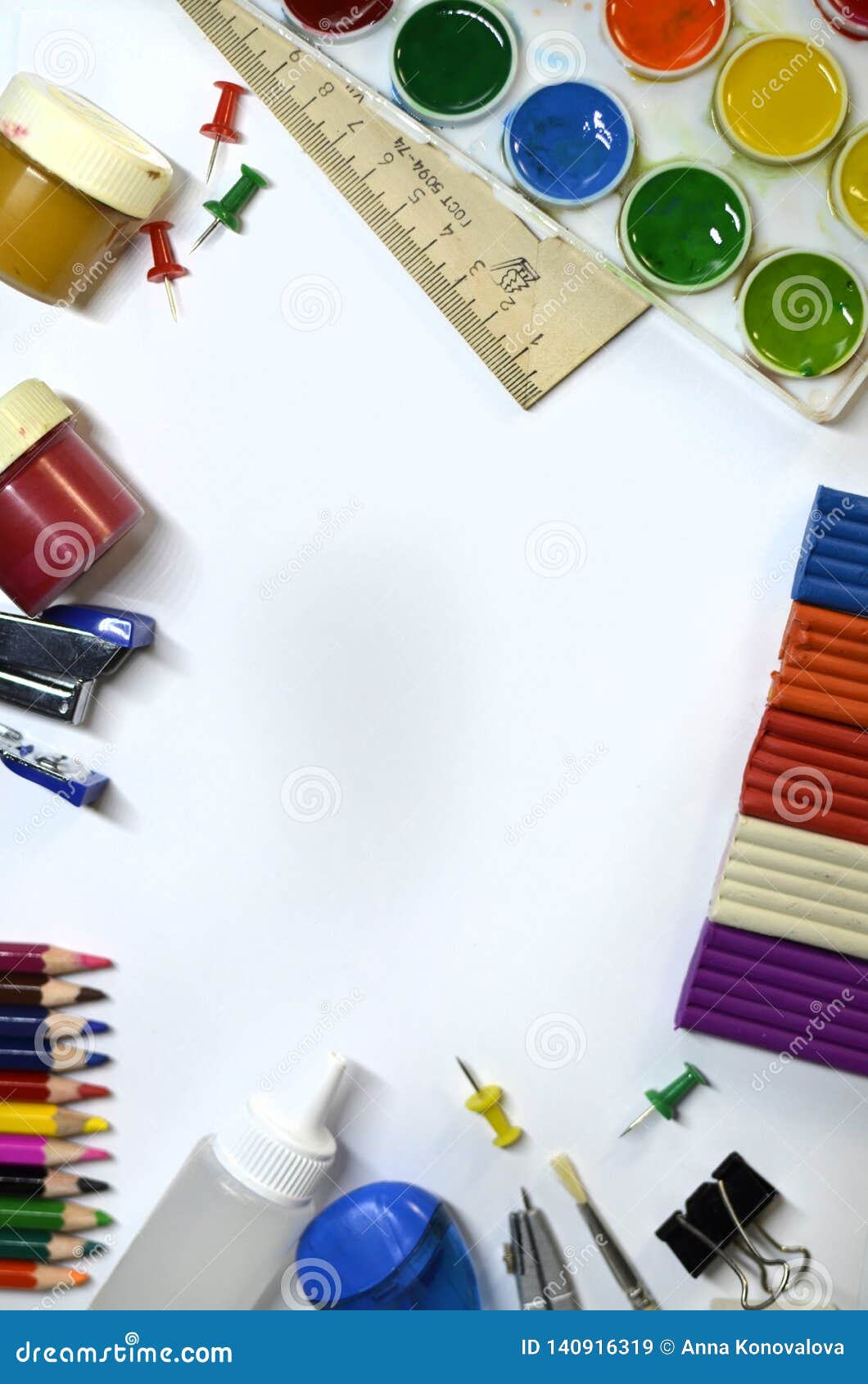 Vertical Layout with Items for Children`s Creativity Editorial Stock ...